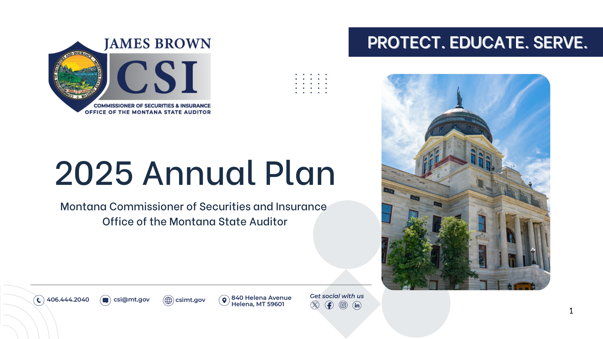 CSI Strategic Goals - Montana Commissioner of Securities and Insurance